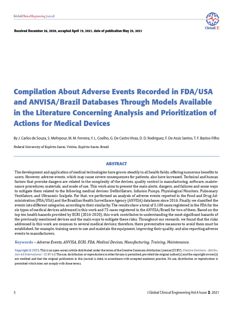 Evaluation of Adverse Events Recorded in | PDF