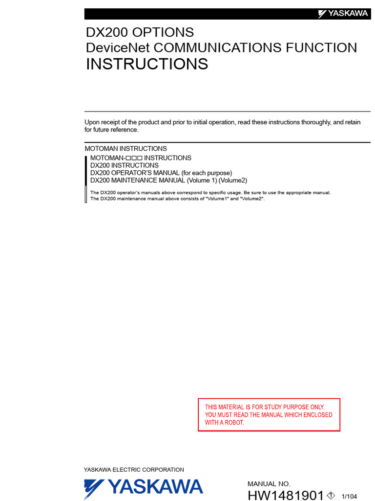 DX200 Device Net Communications Function | PDF