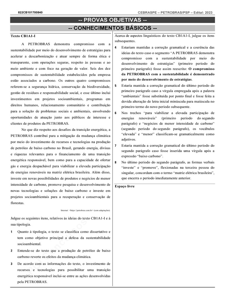 petro - prova 2023 | PDF