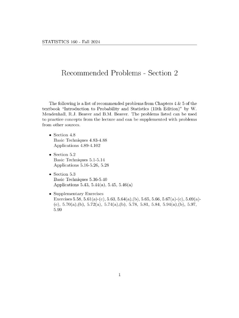 Recommended Problems - Section 2 | PDF