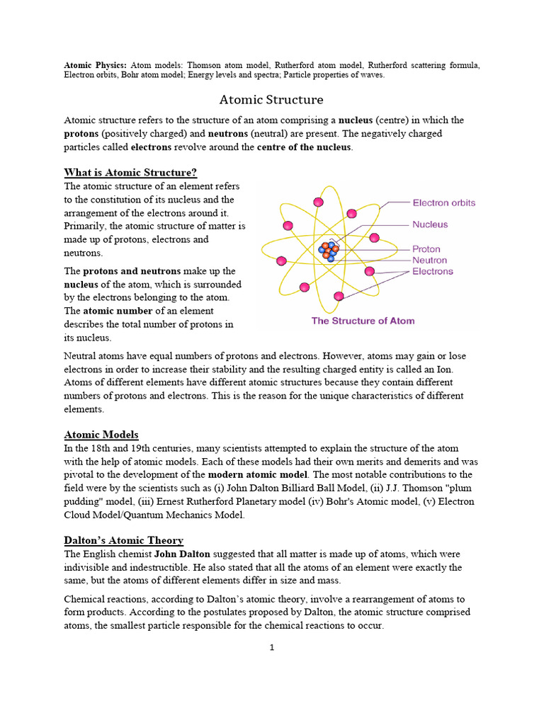 (02)Atomic Structure | PDF