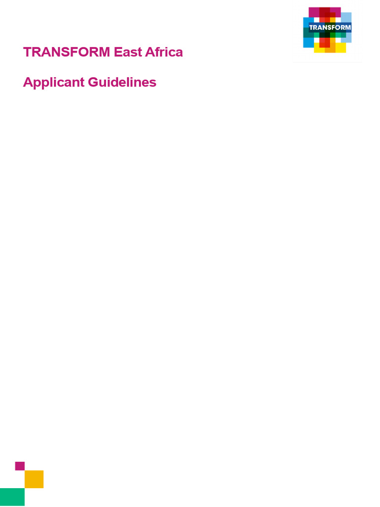 TRANSFORM Eastern Africa Applicant Guidelines VF | PDF
