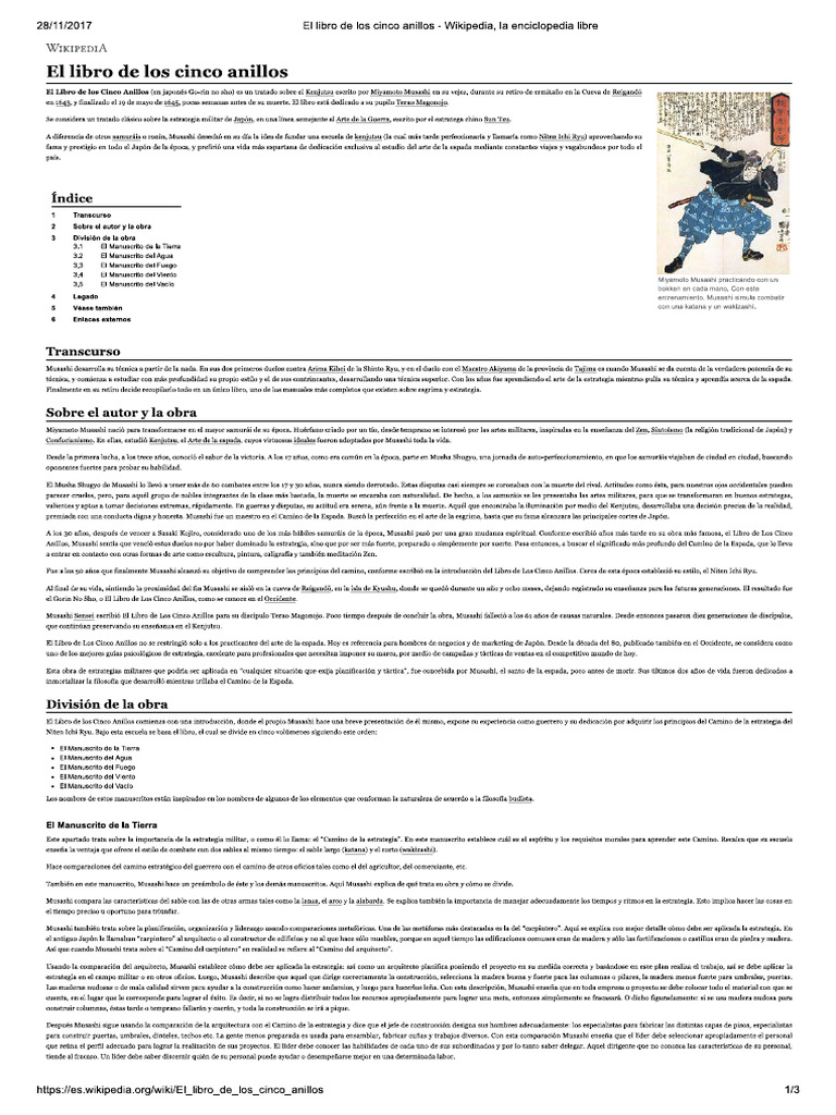 El Libro de Los Cinco Anillos - Wikipedia, La Enciclopedia Libre | PDF
