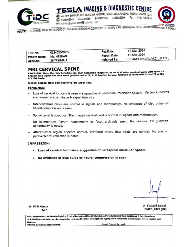 MRI Report | PDF