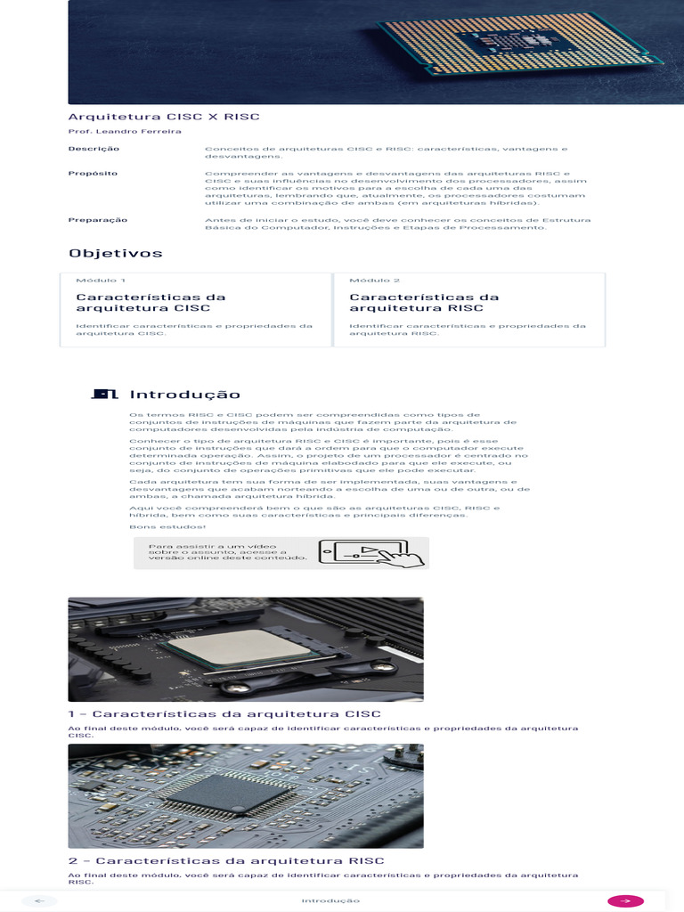 Arquitetura CISC X RISC | PDF | Arquitetura de computadores | Arte