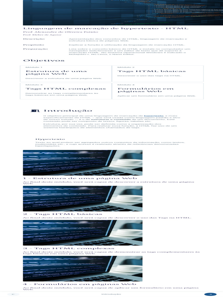 Linguagem de Marcação de Hypertexto - HTML | PDF | Html | Rede mundial ...