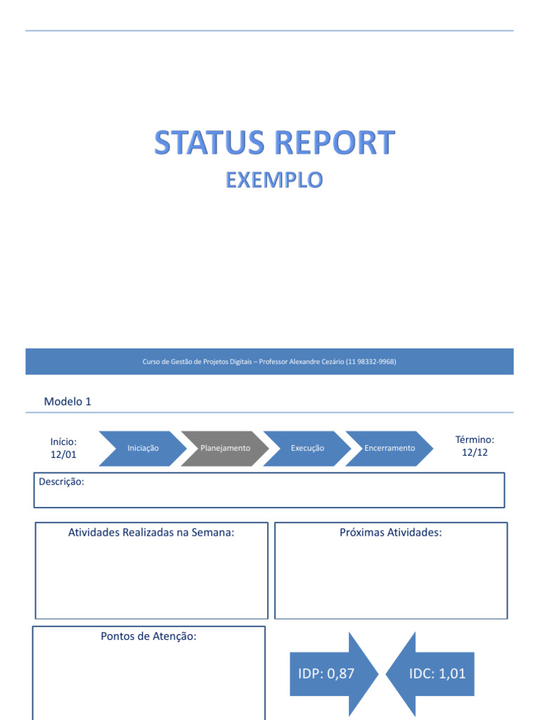 PMI - Modelo de Status Report | PDF