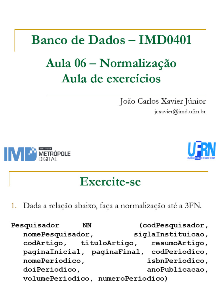 Aula06 IMD0401 | PDF