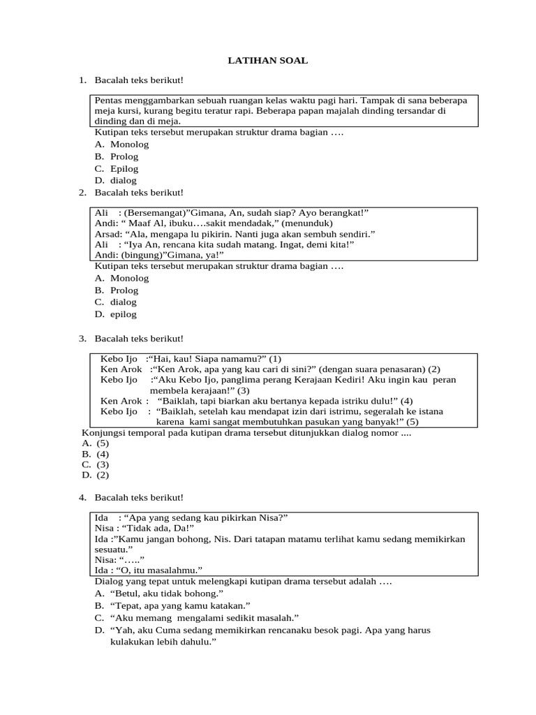 Latihan Soal Bhs Ind - 2 Jelang Pat | PDF
