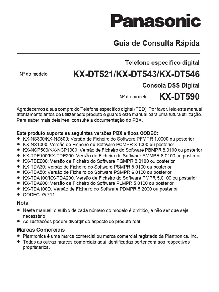 Manual Telefone Digital Panasonic KX-DT521 | PDF