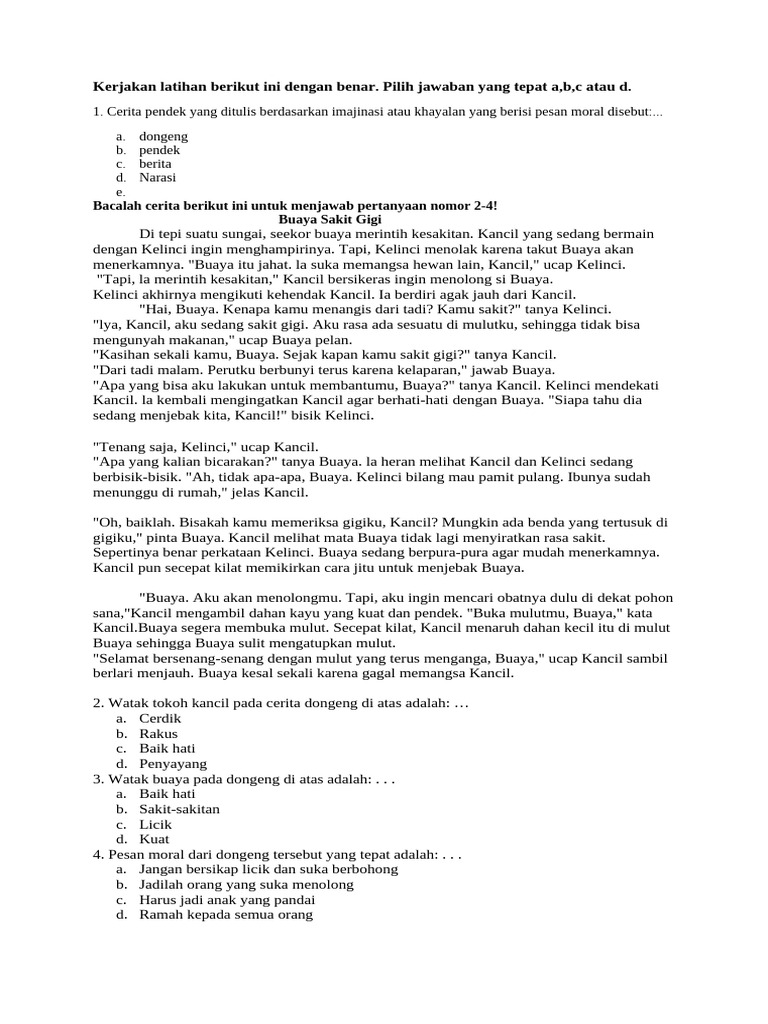 Latihan Soal Bahasa Indonesia Tugas tema 3B | PDF