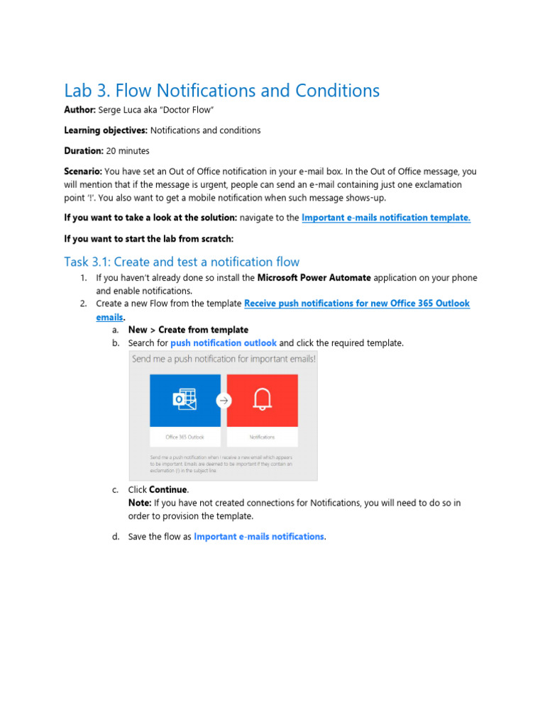 Lab 3. Flow Notifications and Conditions | PDF