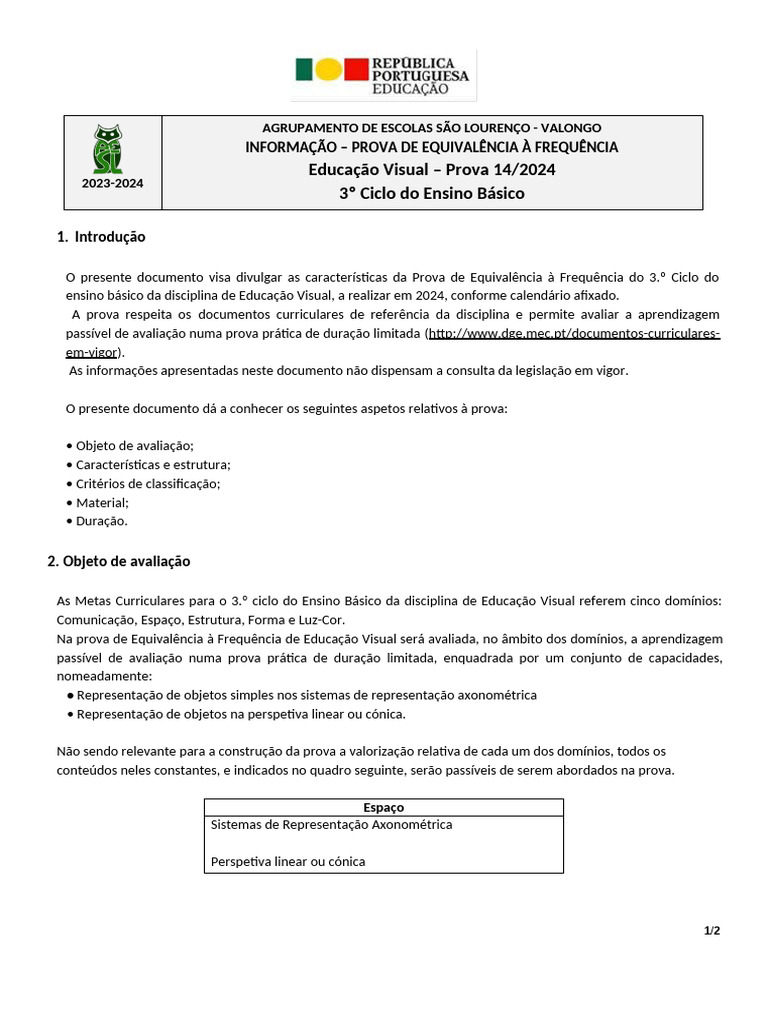 Inf - Prova Equiv - Freq - EV - 3ºciclo 23 - 24 | PDF