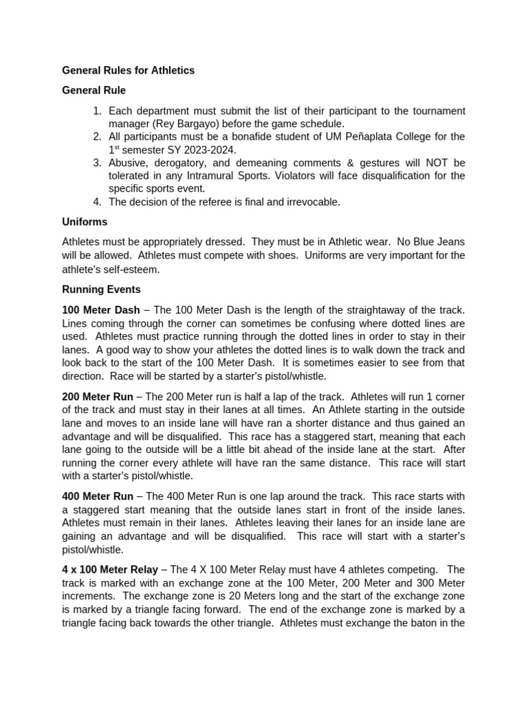 General-Rules-for-Athletics | PDF