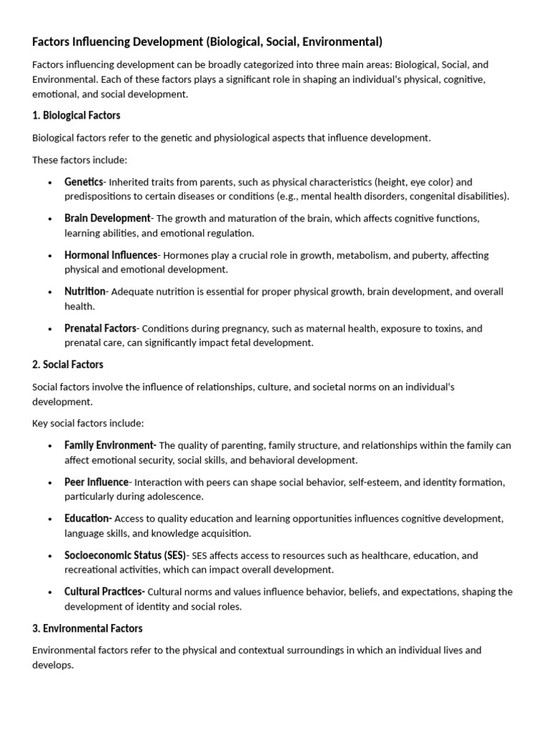 Factors Shaping Human Development | PDF | Child Development | Science ...