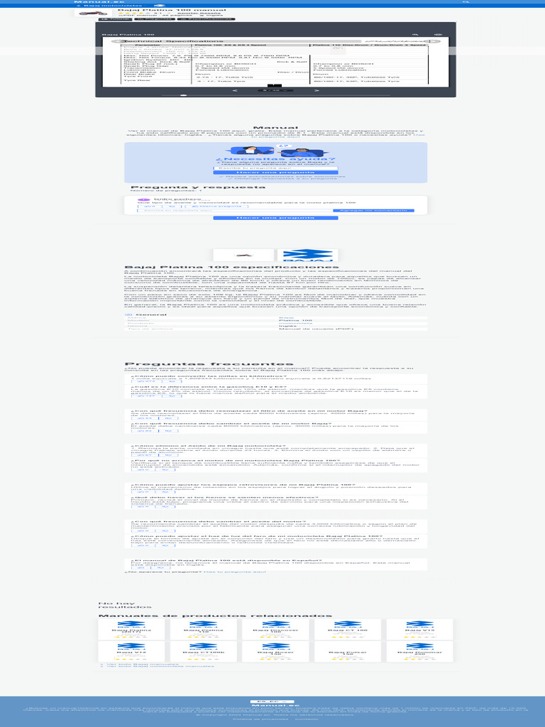 Manual de Usuario Bajaj Platina 100 (48 Páginas) | PDF