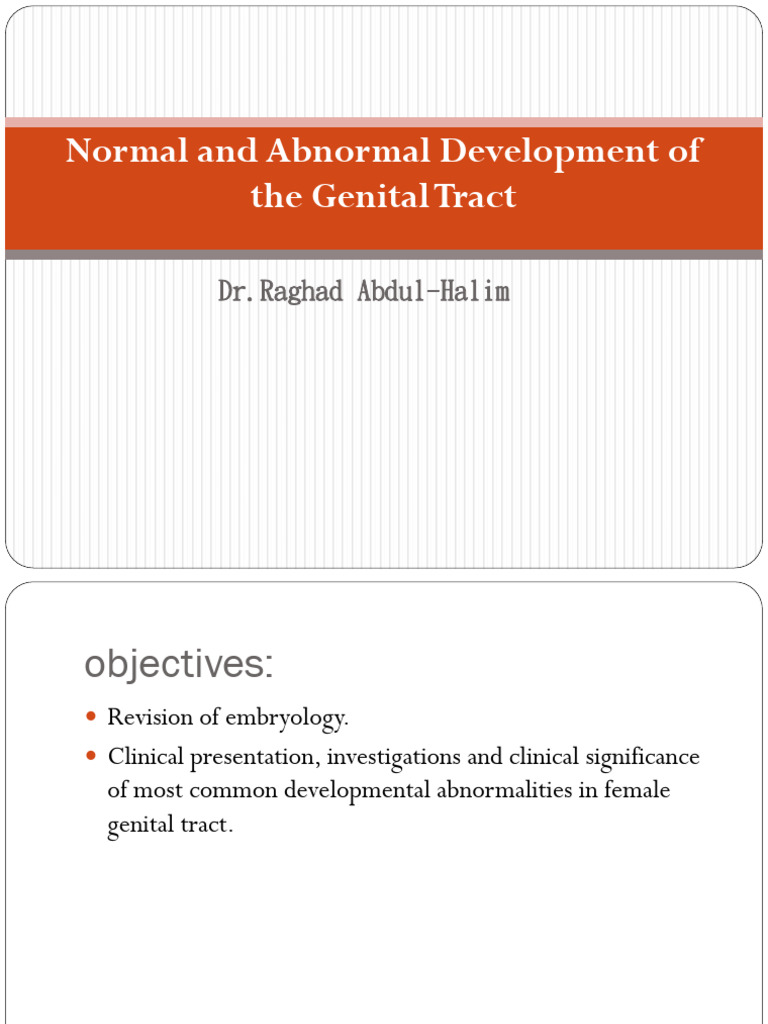 Normal and Abnormal Development of The Genital Tract Power Point | PDF