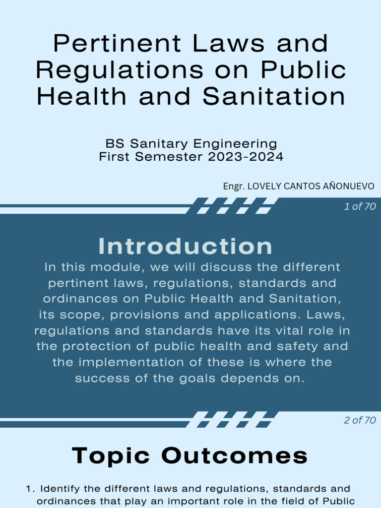 Public Health and Sanitation Laws Overview | PDF | Sanitation | Nursing