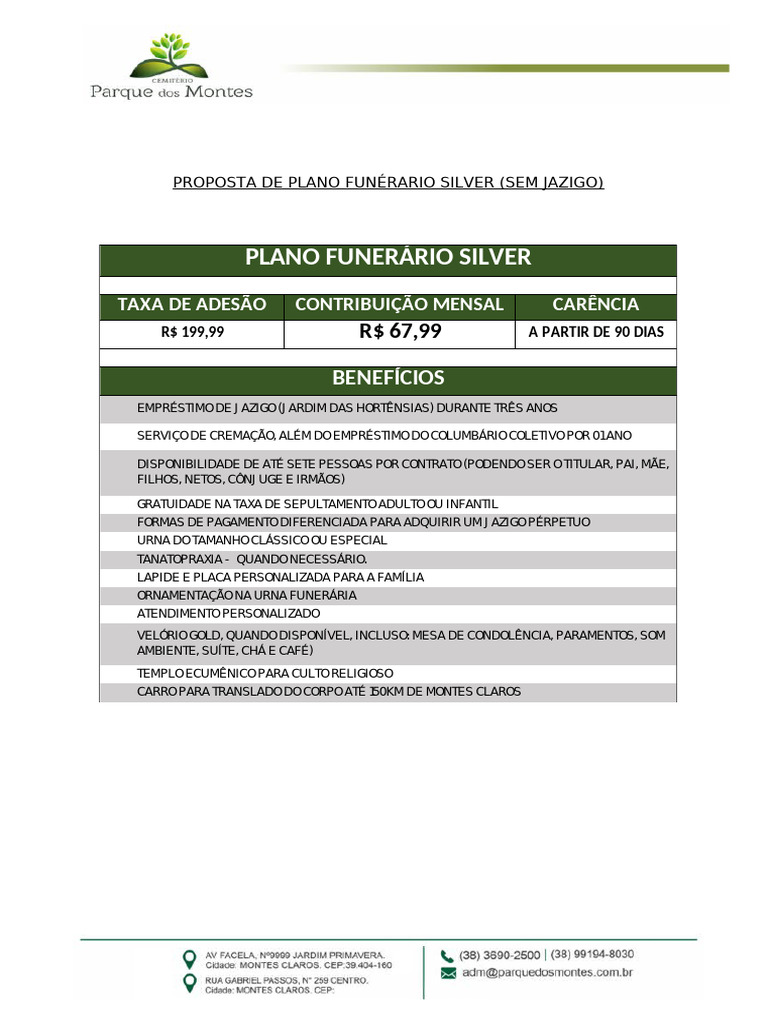 Plano Funerário - Proposta | PDF