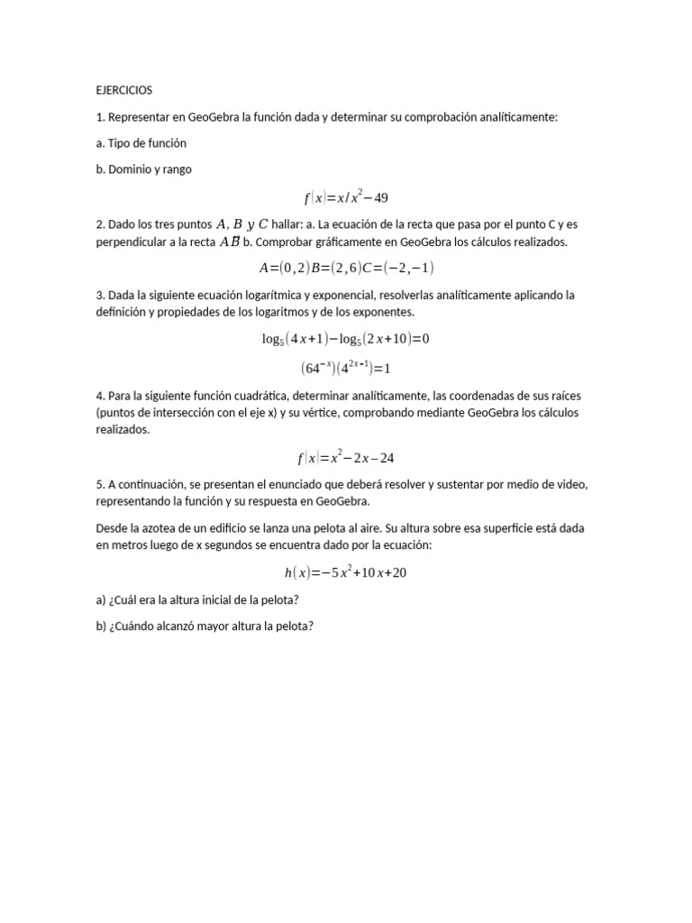 EJERCICIOS Mat 2 | PDF