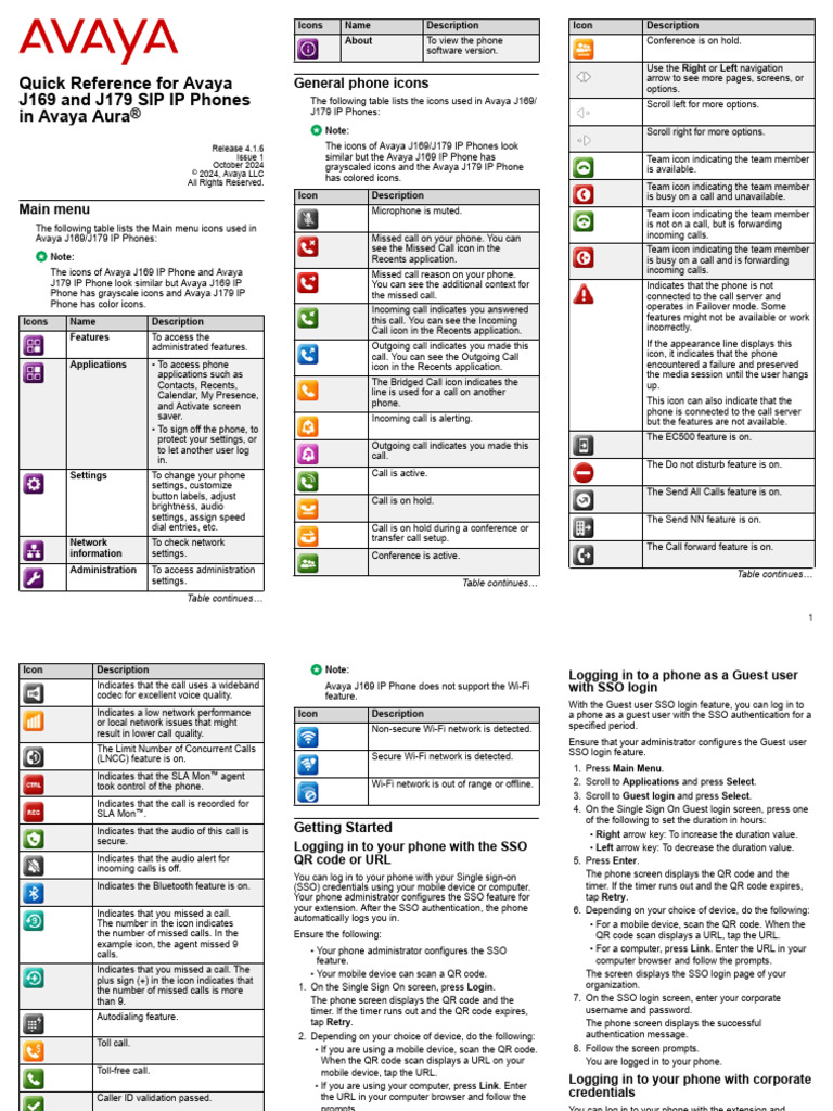 Quick Reference For Avaya J169 and J179 SIP IP Phones in Avaya Aura ...