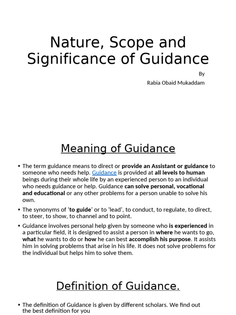 Unit 9 Nature, Scope and Significance of Guidance | PDF