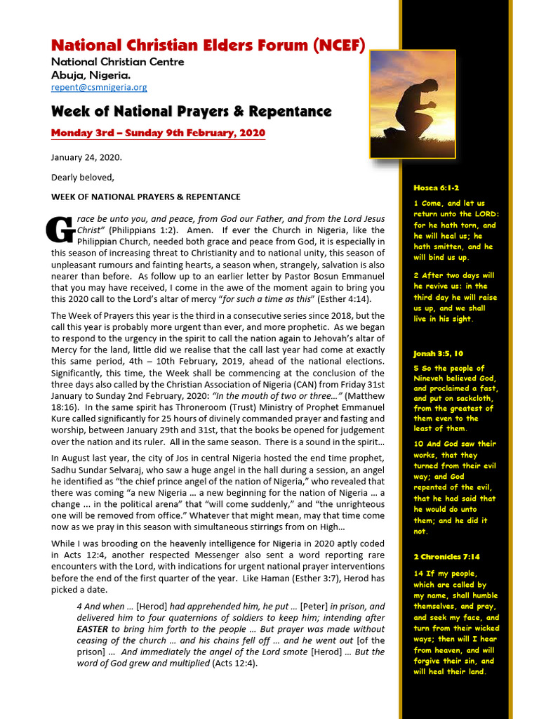 2020 National Prayers PDF | PDF | Intercession | Prayer