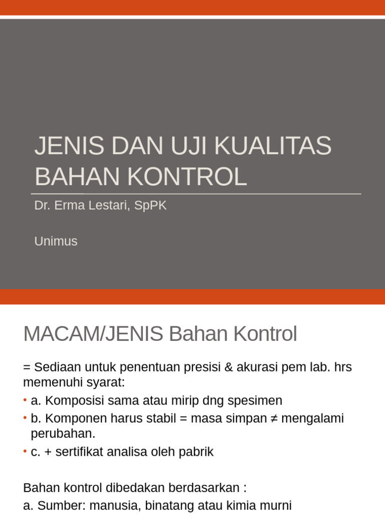 Uji Kualitas Bahan Kontrol | PDF
