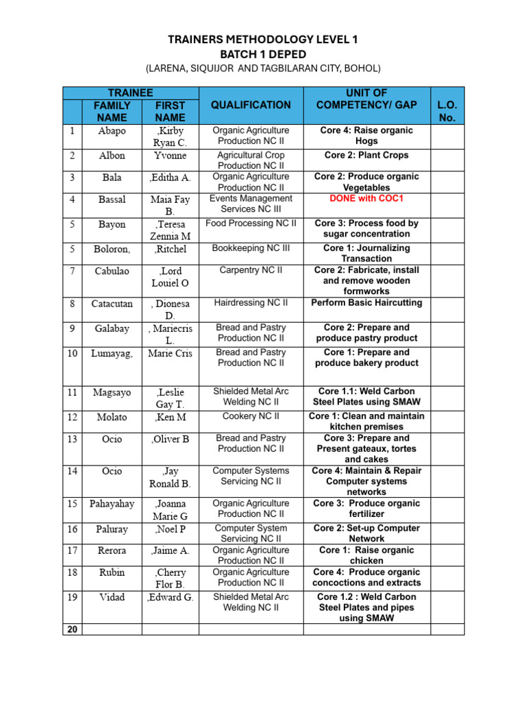 Training Gaps (Batch 1 Deped 2024) | PDF