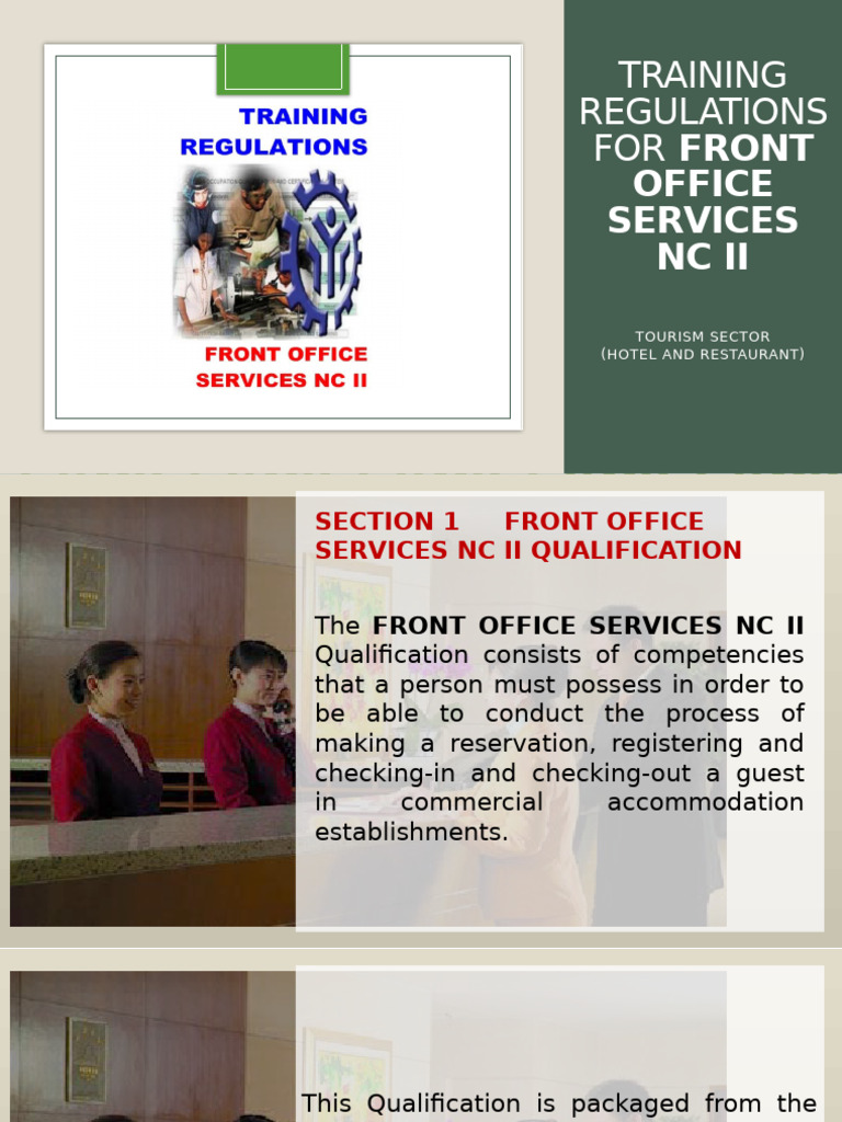 Training Regulations For Front Office Services NC Ii | PDF