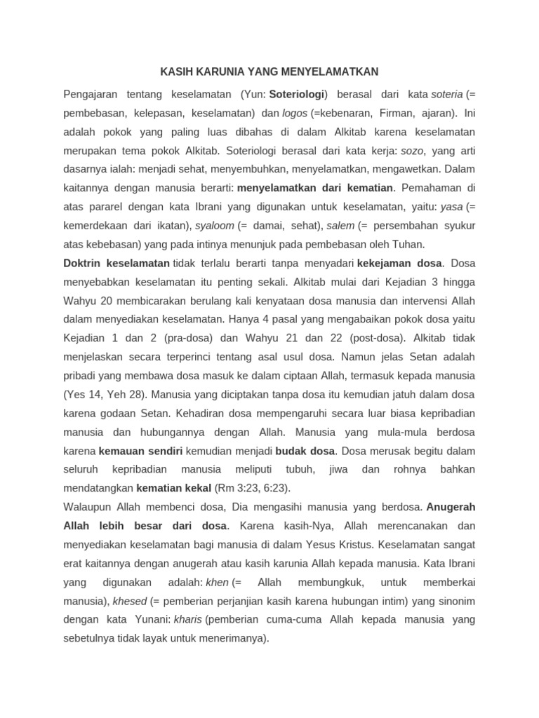 Kasih Karunia Yang Menyelamatkan | PDF
