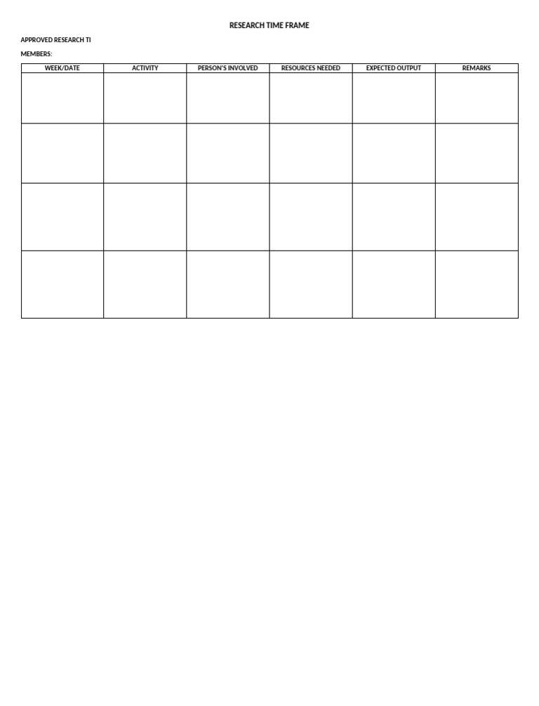 Template For The Time Frame | PDF