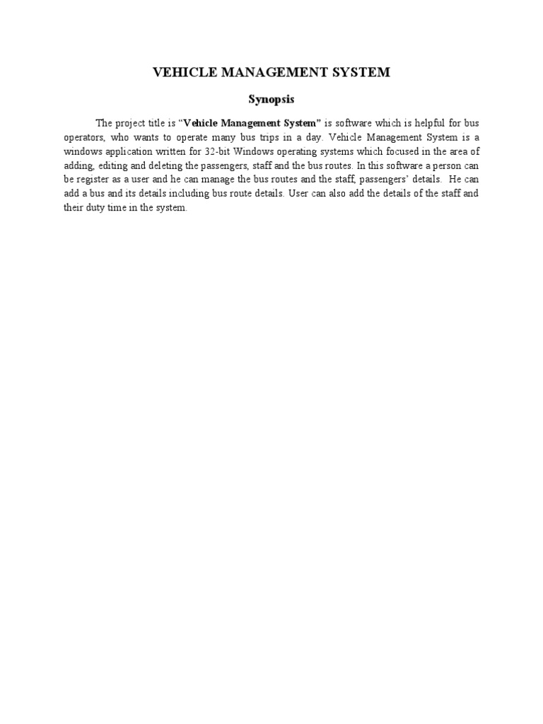 Vehicle Management System | Download Free PDF | Microsoft Windows ...