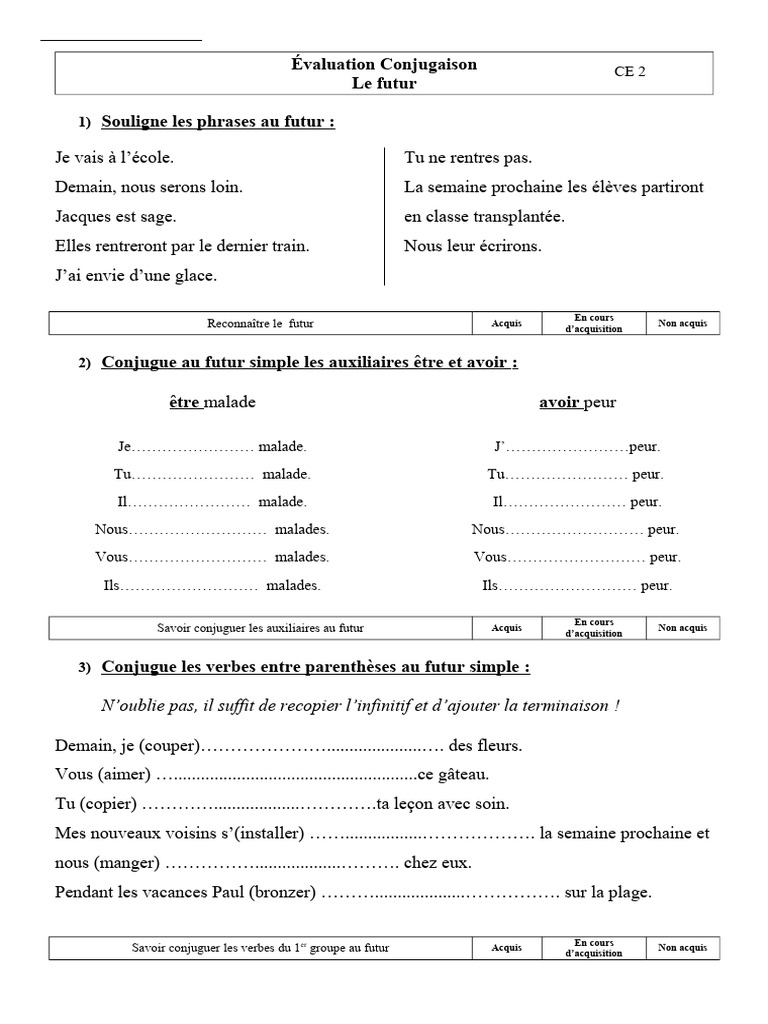 éval Futur Ce2 Pdf