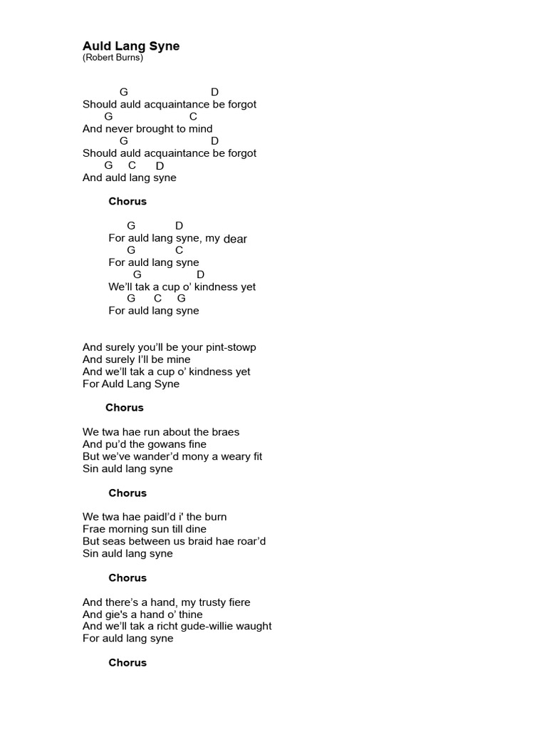 Auld Lang Syne G Chords 3 | PDF