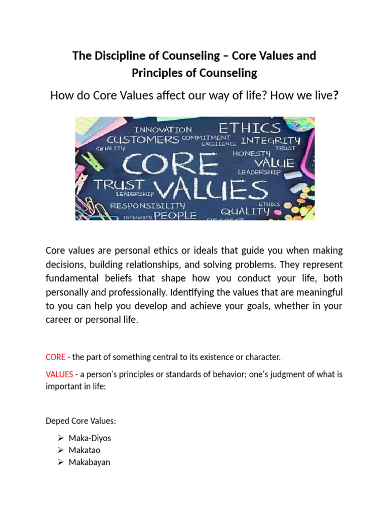 LM For Diass The Core Values of Counseling | PDF