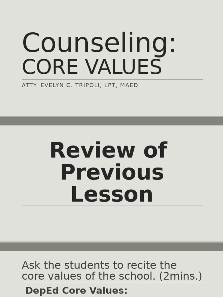 3 DIASS Core Values of Counseling | PDF