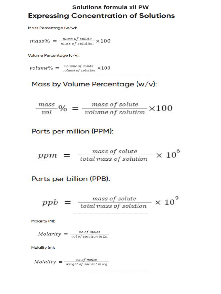 Solutions formula xii | PDF