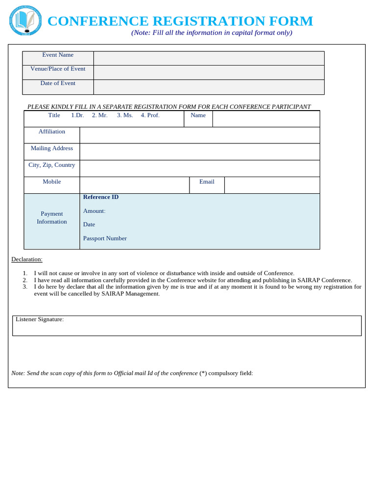 Sairap Listener Registration Form | PDF