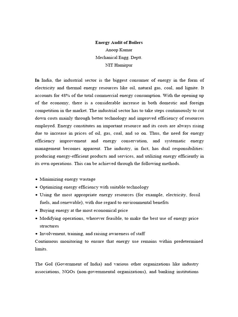 Energy Audit of Boilers | PDF | Boiler | Combustion