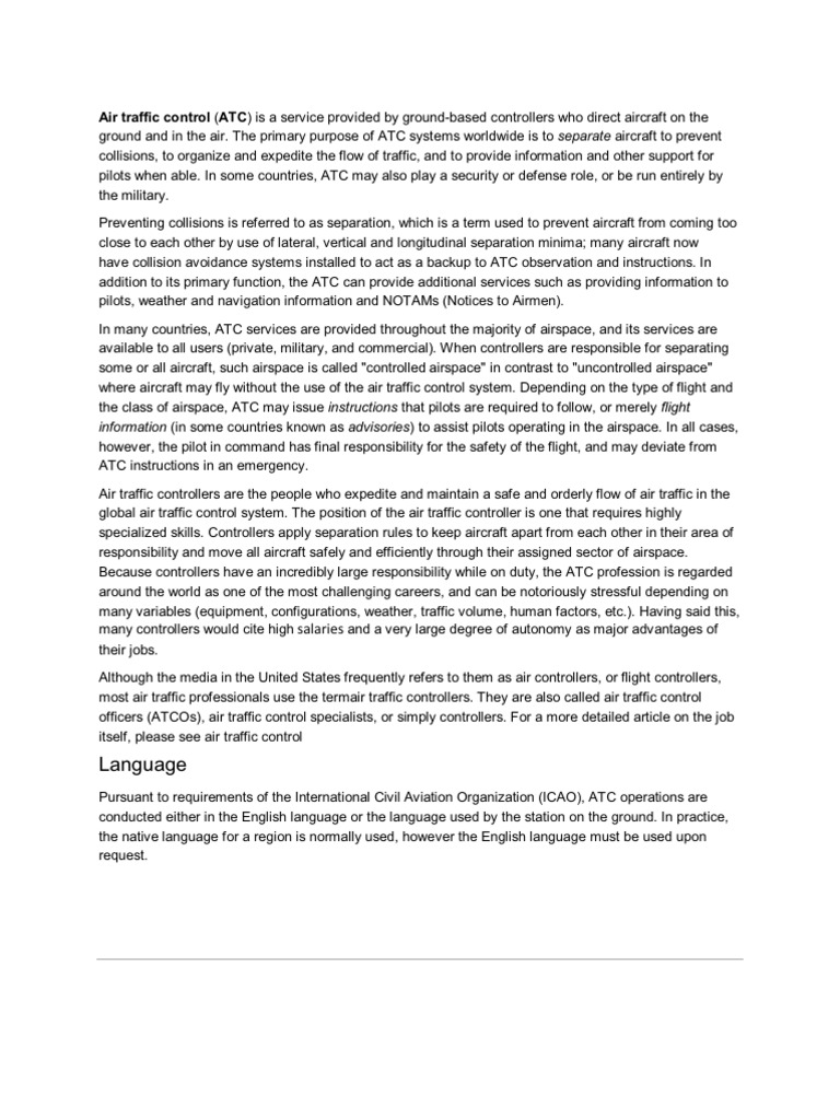 Air Traffic Control | PDF | Air Traffic Control | Visual Flight Rules