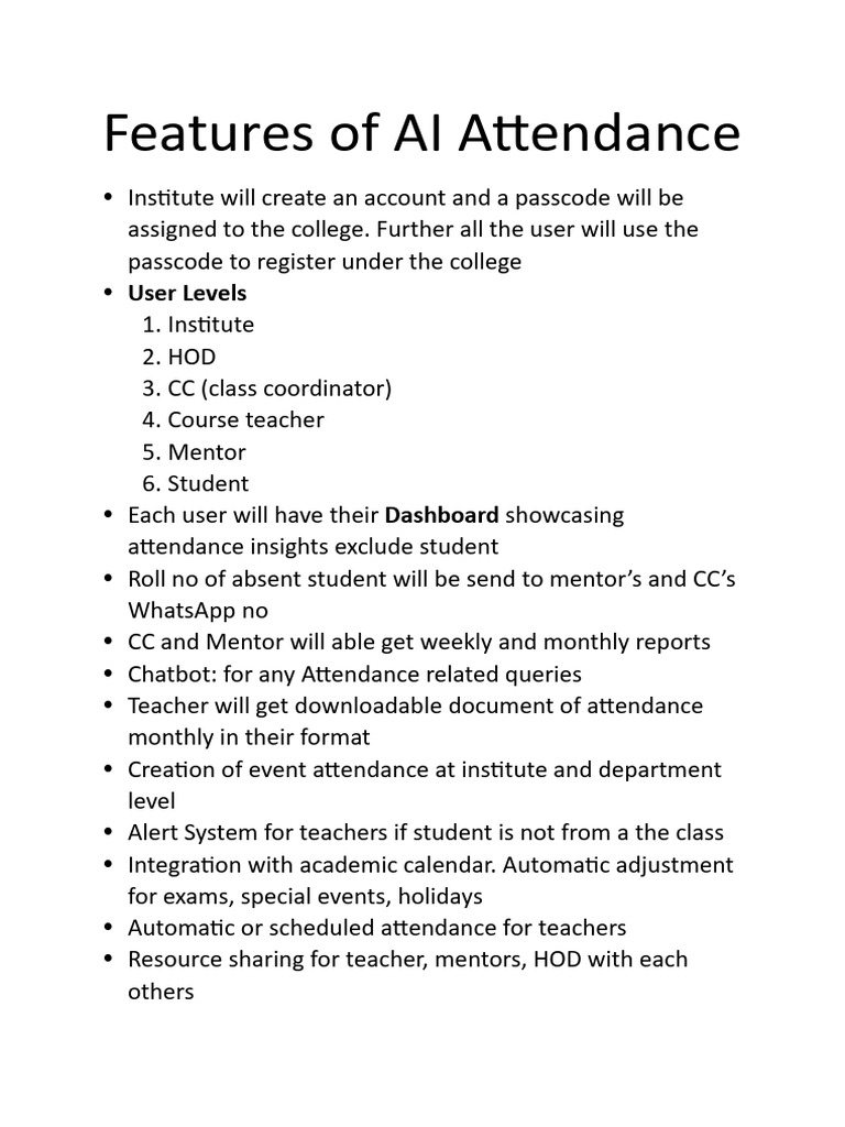 AI Attendance Features | PDF