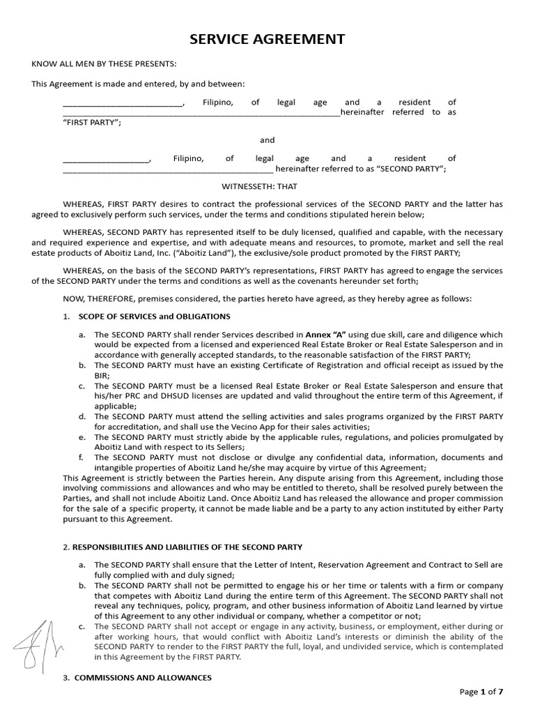 Service Agreement | PDF