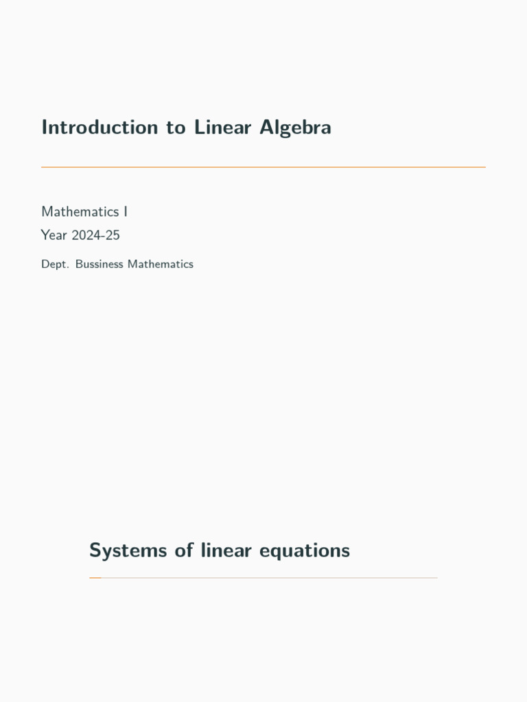 01 Linear Algebra | PDF