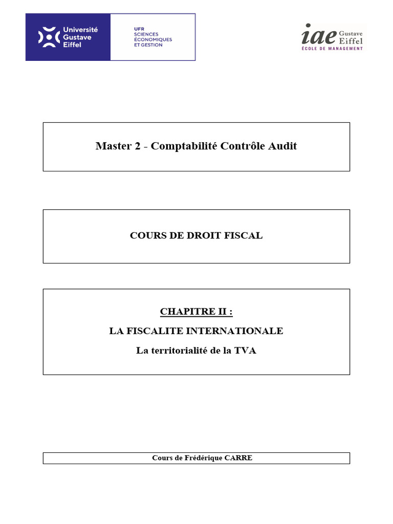 CHAPITRE 2 - Territorialité de la TVA - maj 2021 | PDF