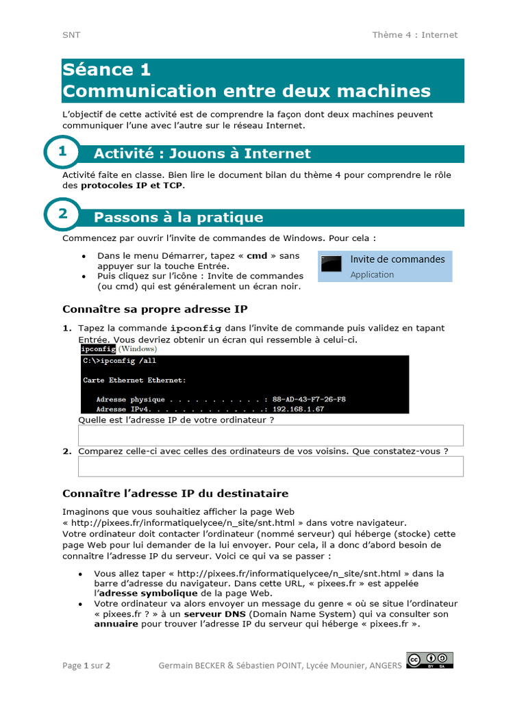 T4 S1 Communication Entre Deux Machines | PDF