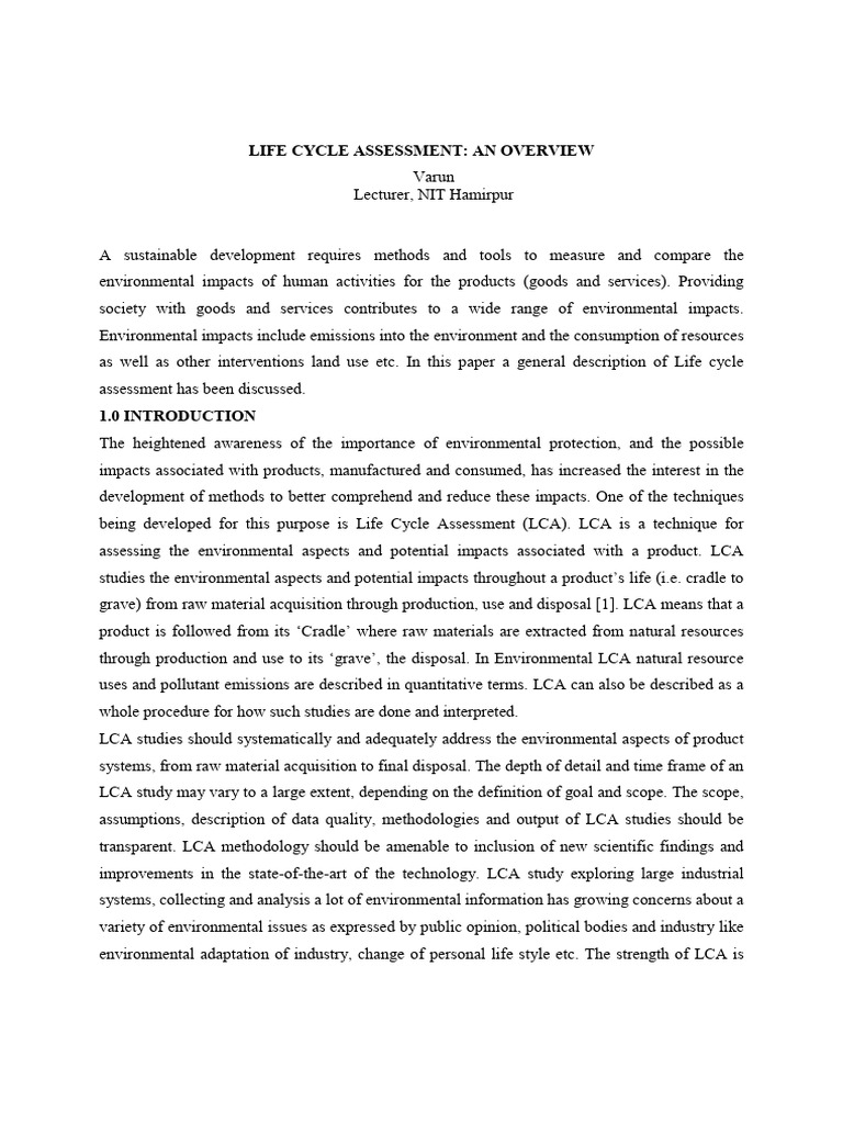 LCA Introduction | PDF