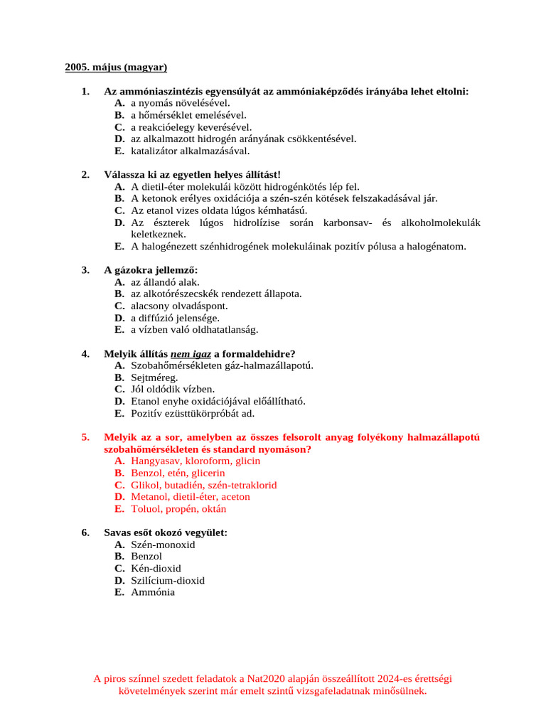 00 Kozepszintu Egyszeru Valasztasos Feladatok Vegyes | PDF