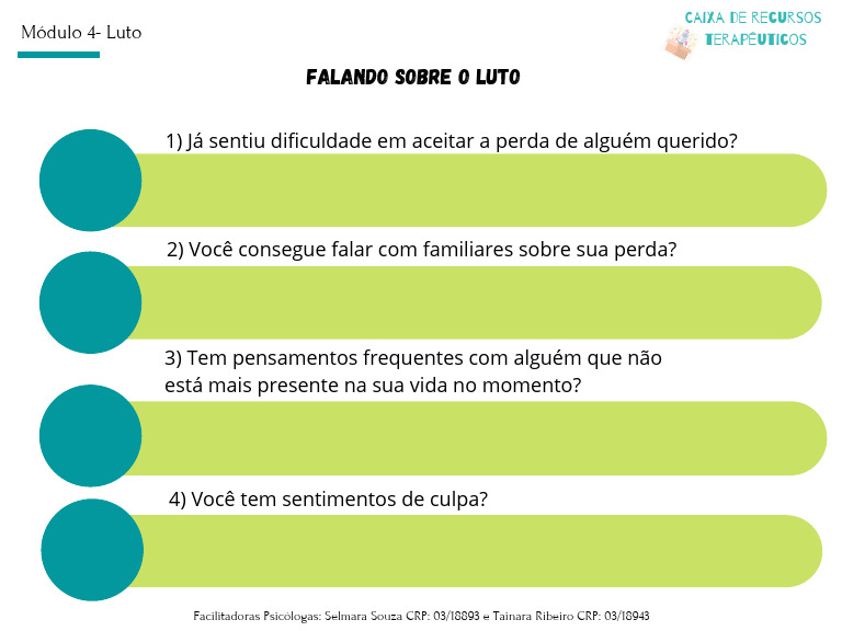 Módulo 4- Luto- Falando sobre o luto, ATIVIDADE. | PDF
