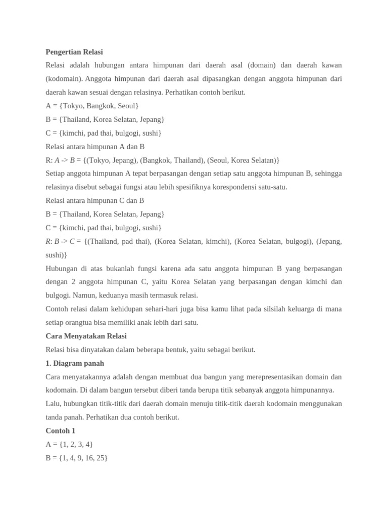 Pengertian Relasi | PDF